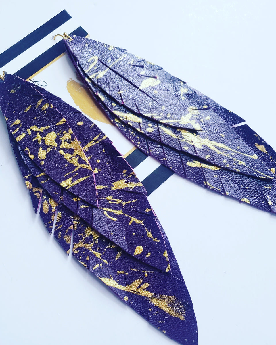 Purple Custom-Painted Leather Feathers – Live Laugh Bejeweled