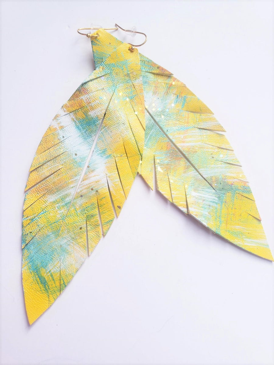 Yellow Painted Leather Feathers (4in) – Live Laugh Bejeweled